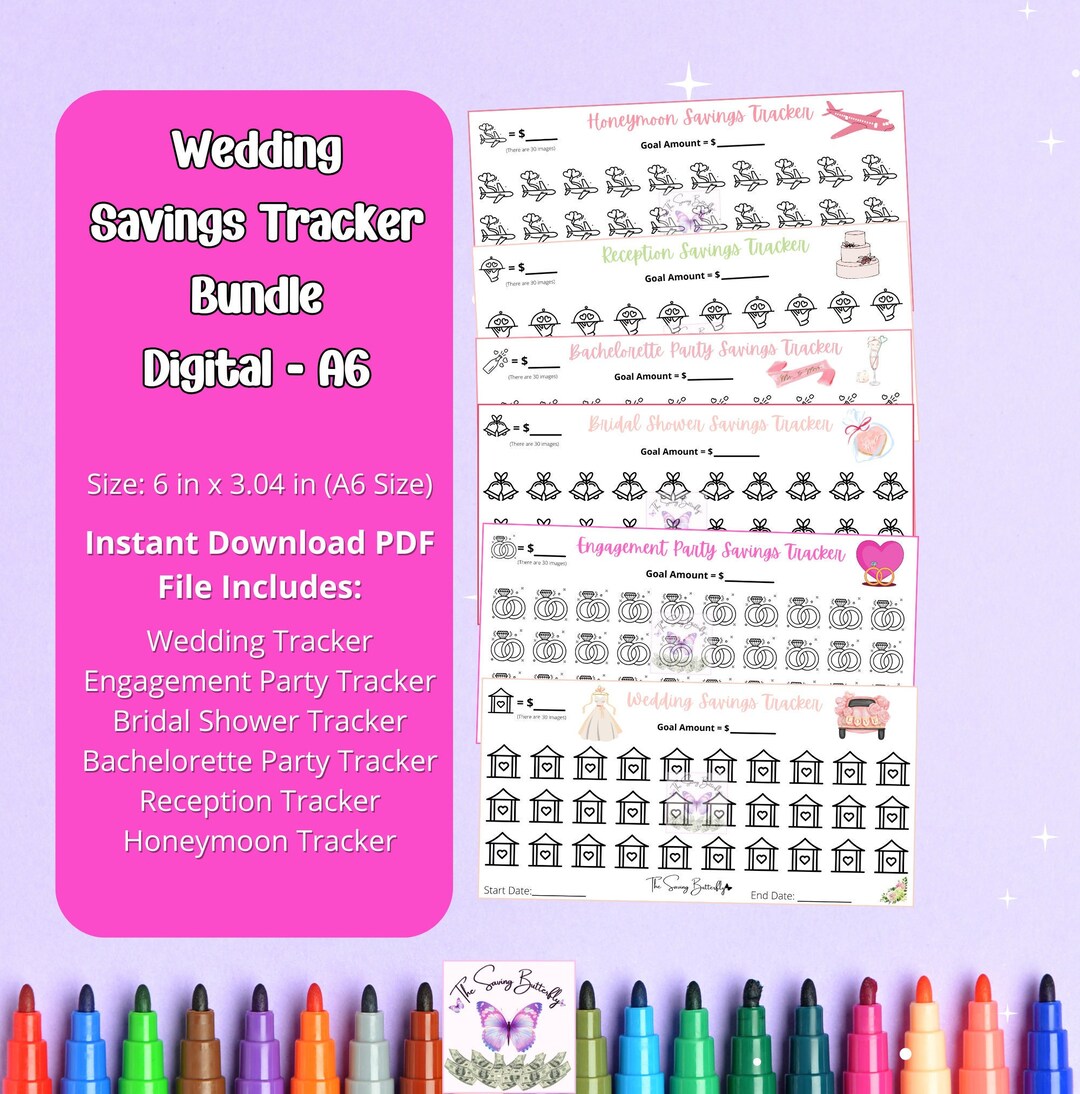 Printable Wedding Savings Tracker Bundle A6 (digital Download) - Etsy
