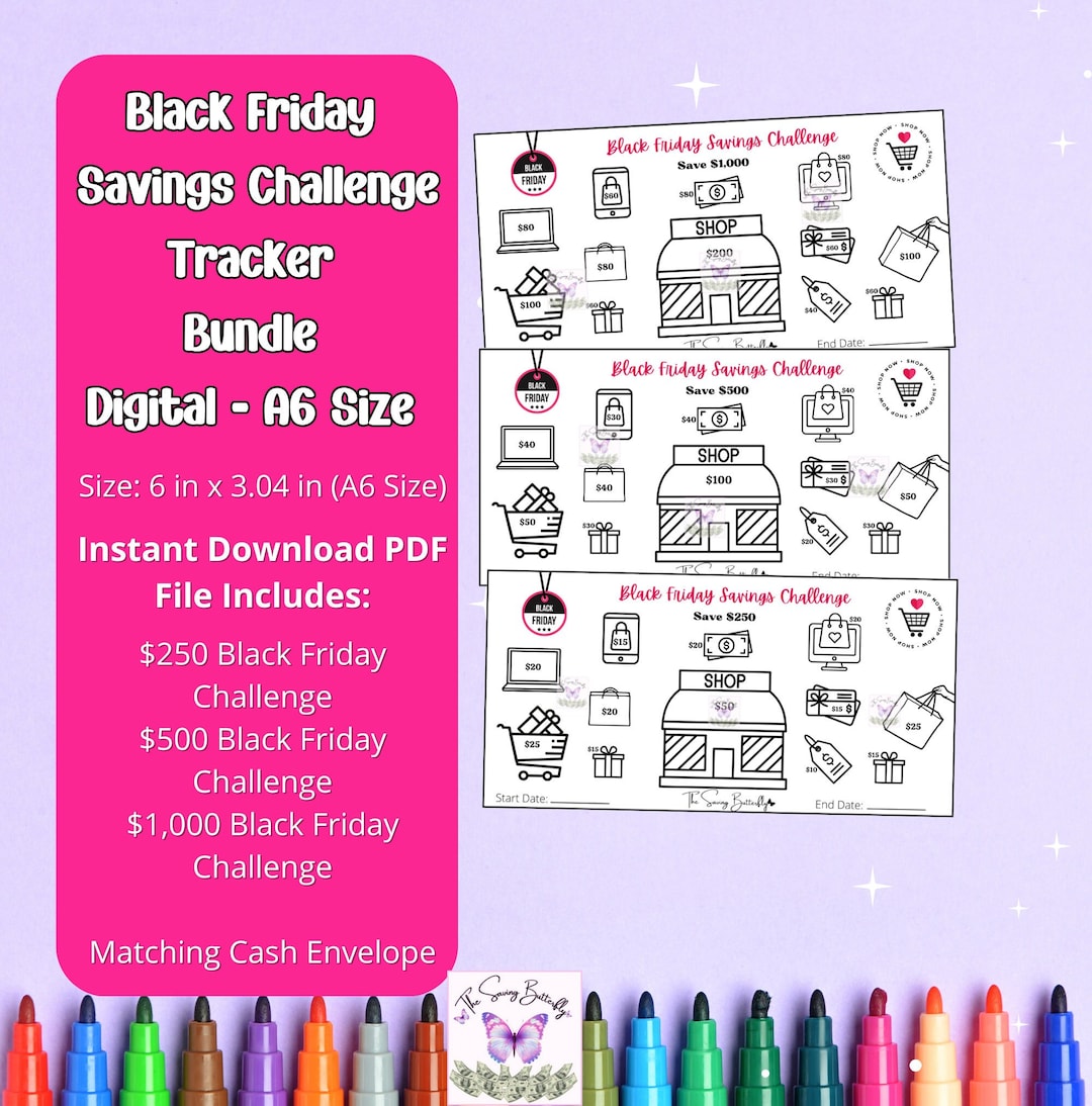 Printable Black Friday Savings Challenge Bundle: A6 Trackers (digital ...