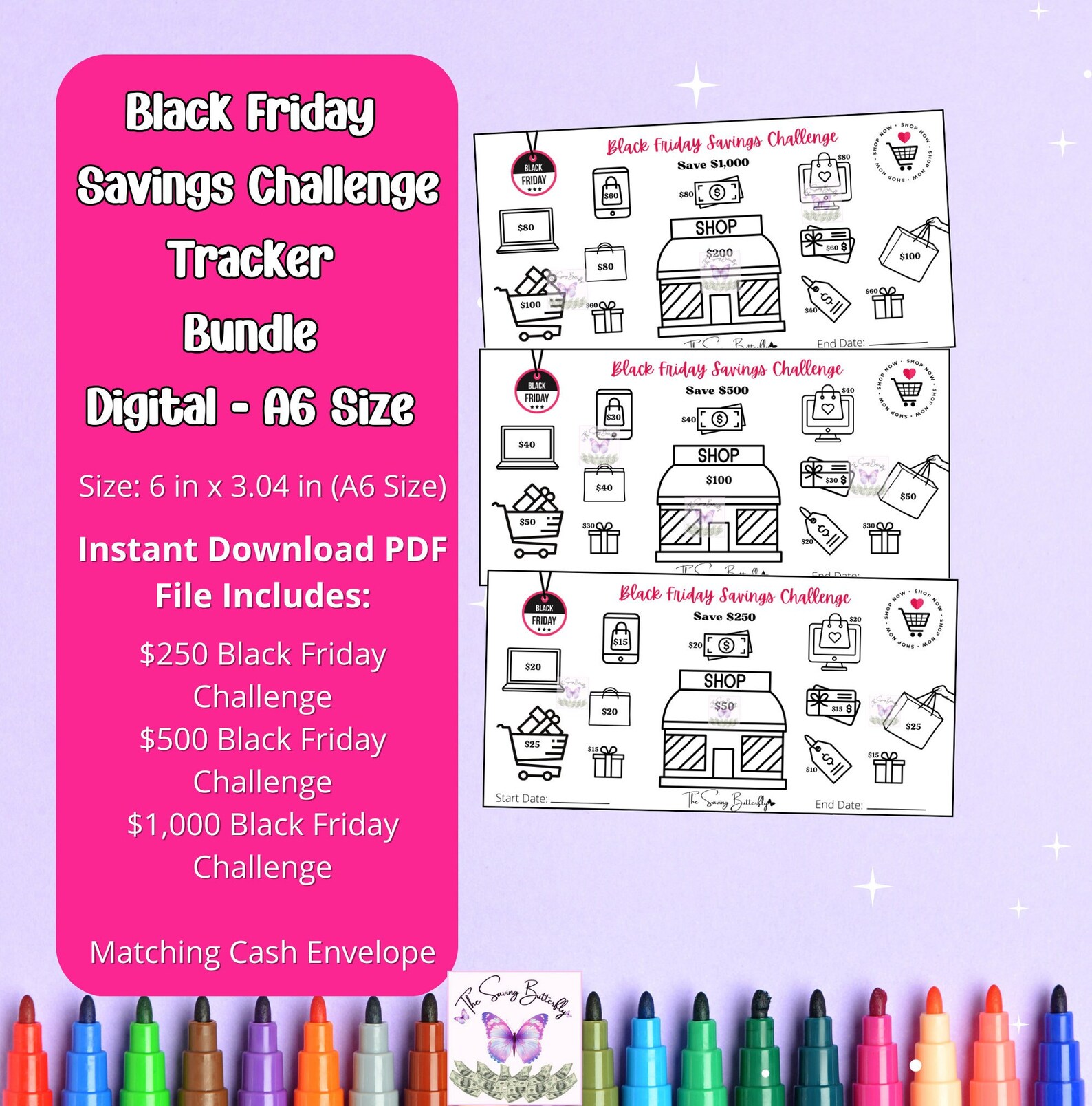 Printable Black Friday Savings Challenge Bundle: A6 Trackers (digital ...