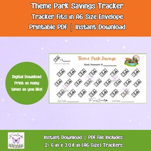 Printable Theme Park Savings Tracker A6/ Amusement Park Savings Tracker ...
