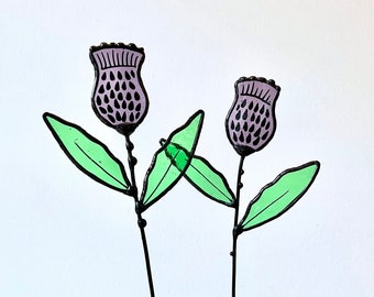 Stained Glass Scottish Thistle Suncatcher Made in Scotland - Etsy