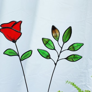 Handmade Stained Glass Flower Red Rose, the Ideal Birthday Gift - Etsy