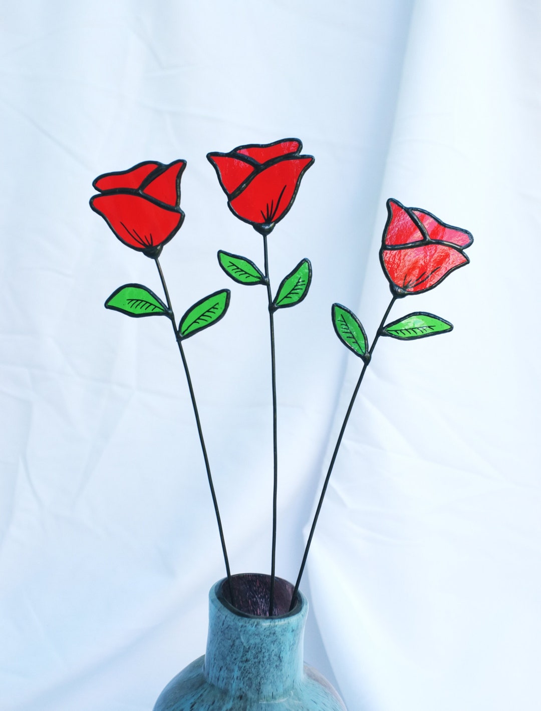 Handmade Stained Glass Flower Red Rose, the Ideal Birthday Gift - Etsy