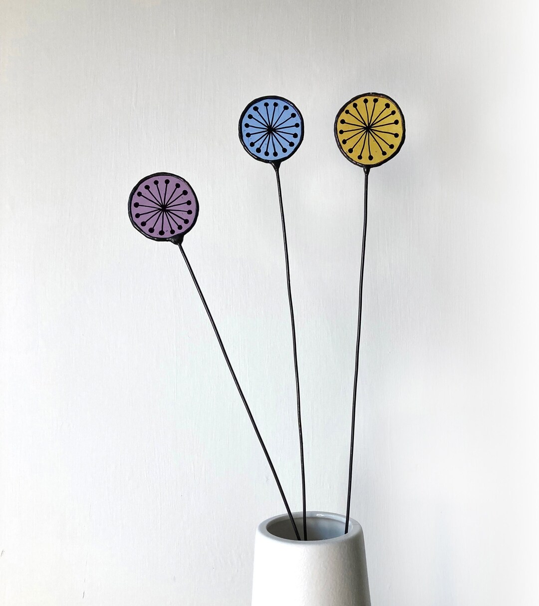 Stained Glass Wildflower Dandelion Clocks, Handmade Everlasting ...