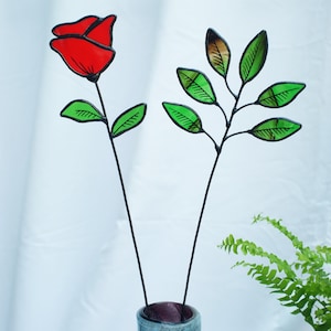 Handmade Stained Glass Flower Red Rose, the Ideal Birthday Gift - Etsy