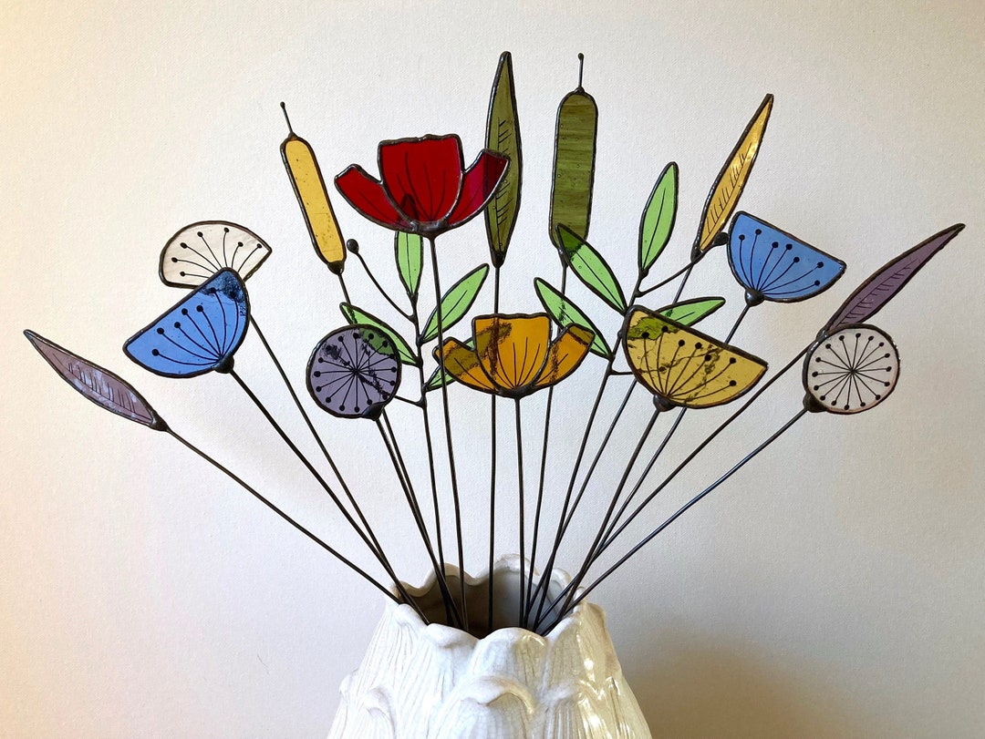 Stained Glass Wild Flowers, 16 Stem Everlasting Bouquet, Made Using ...