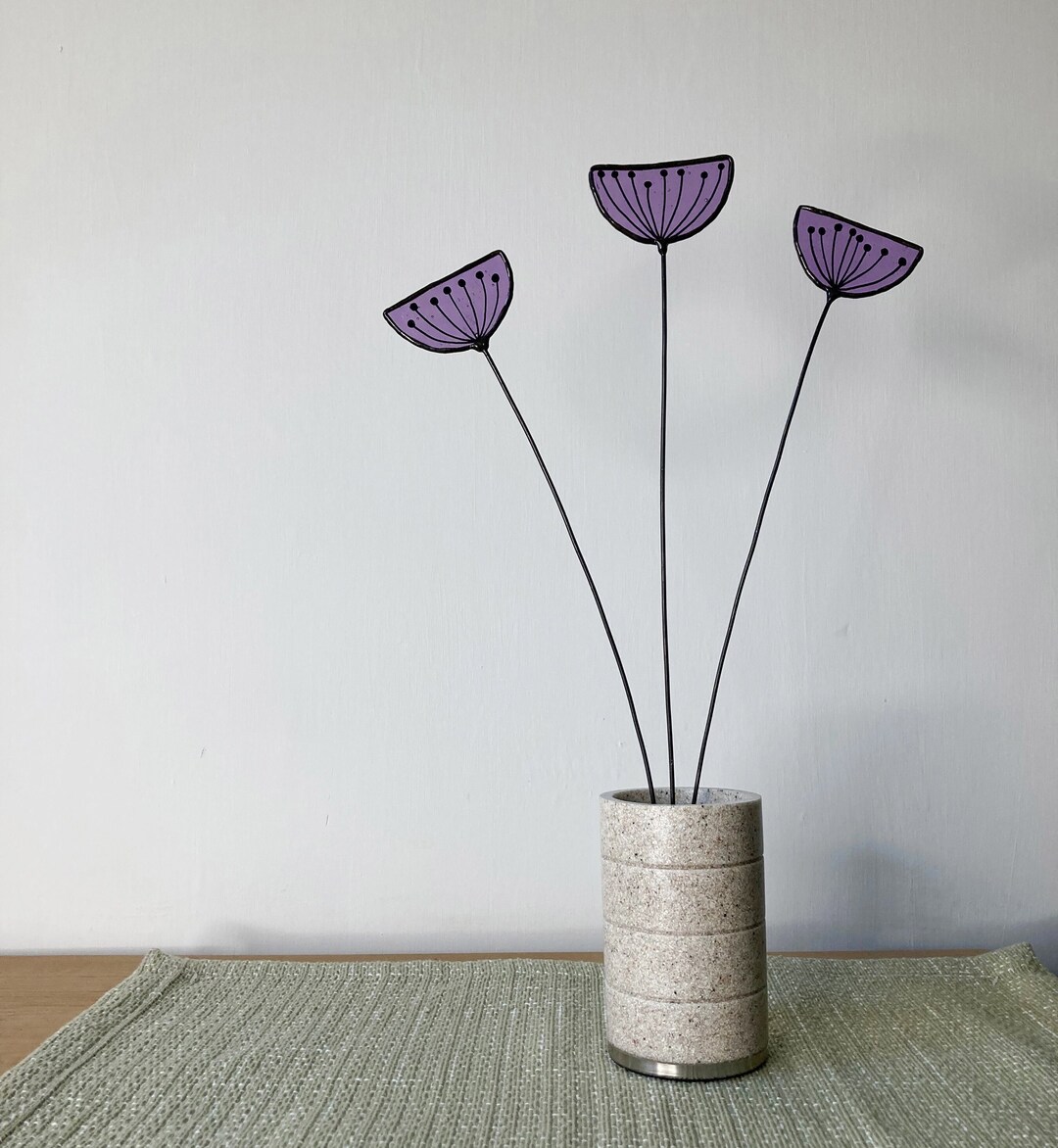 Stained Glass Flower. Purple Achillea. Traditionally Made. Start or Add ...