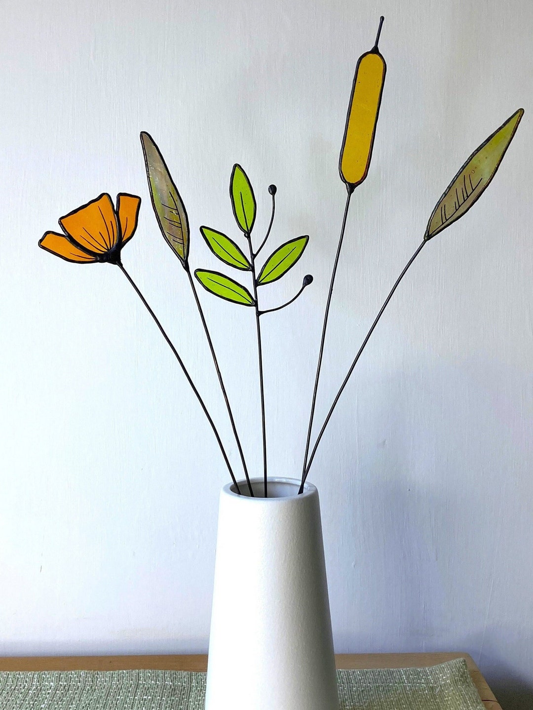 Stained Glass Wild Flowers, Everlasting Bouquet, Wildflower Arrangement ...