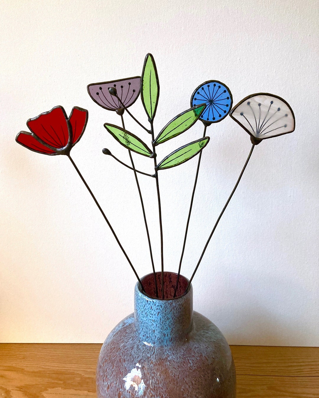 Stained Glass Flower Bouquet - 5 Stems. Ideal for Weddings, Birthdays ...