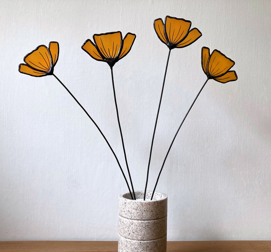 Stained Glass Yellow California Poppy, Welsh Poppy, Price per Single ...