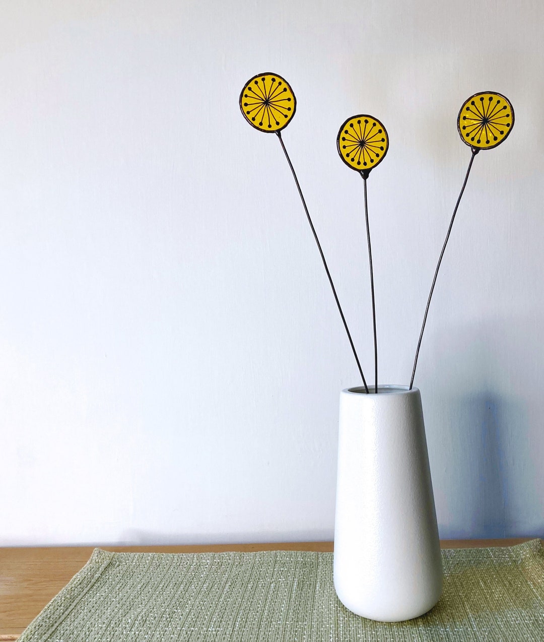 Stained Glass Flower Yellow Dandelion Clock - Etsy
