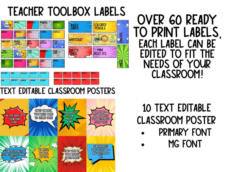 Superhero Bulletin Board Bundle | Editable Classroom Decor | Printable ...