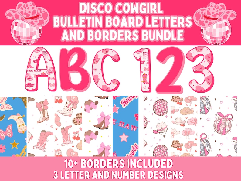 Disco Cowgirl Bulletin Board Border and Letters | Retro Western ...