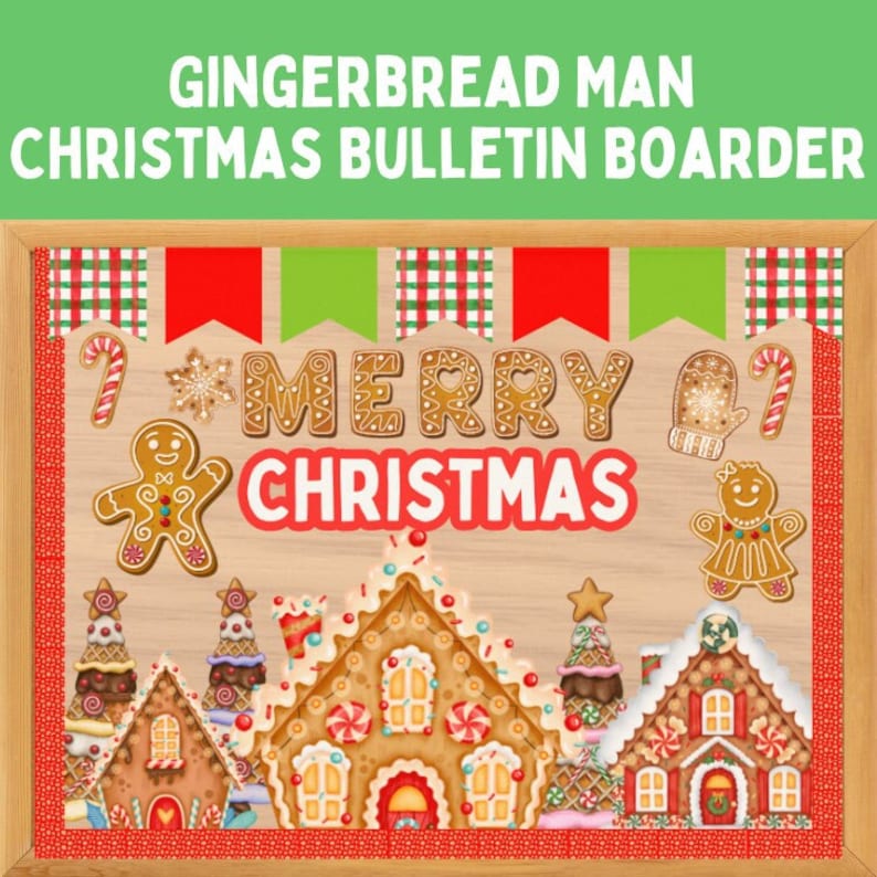 Christmas Gingerbread Man Bulletin Board Kit Gingerbread Christmas Door ...