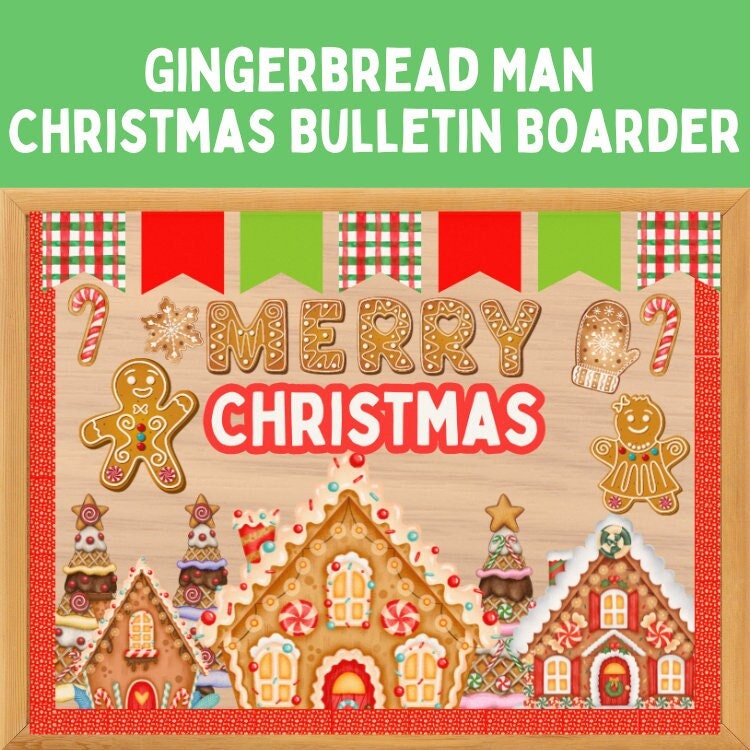 Christmas Gingerbread Man Bulletin Board Kit Gingerbread Christmas Door ...