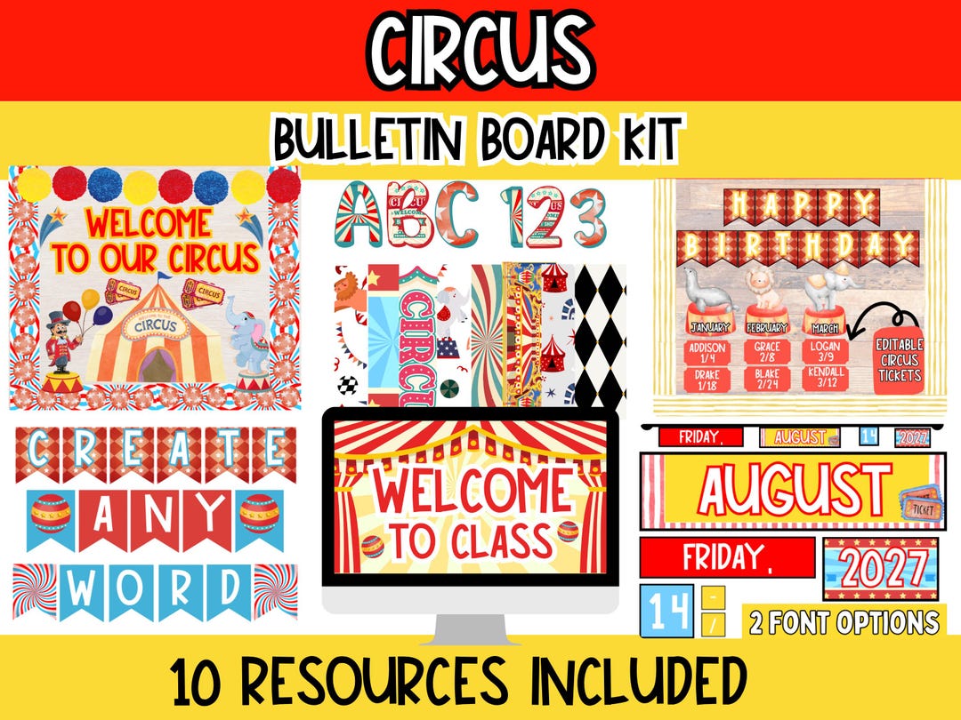 Circus Bulletin Board Bundle | Editable Classroom Decor | Big Top Theme ...