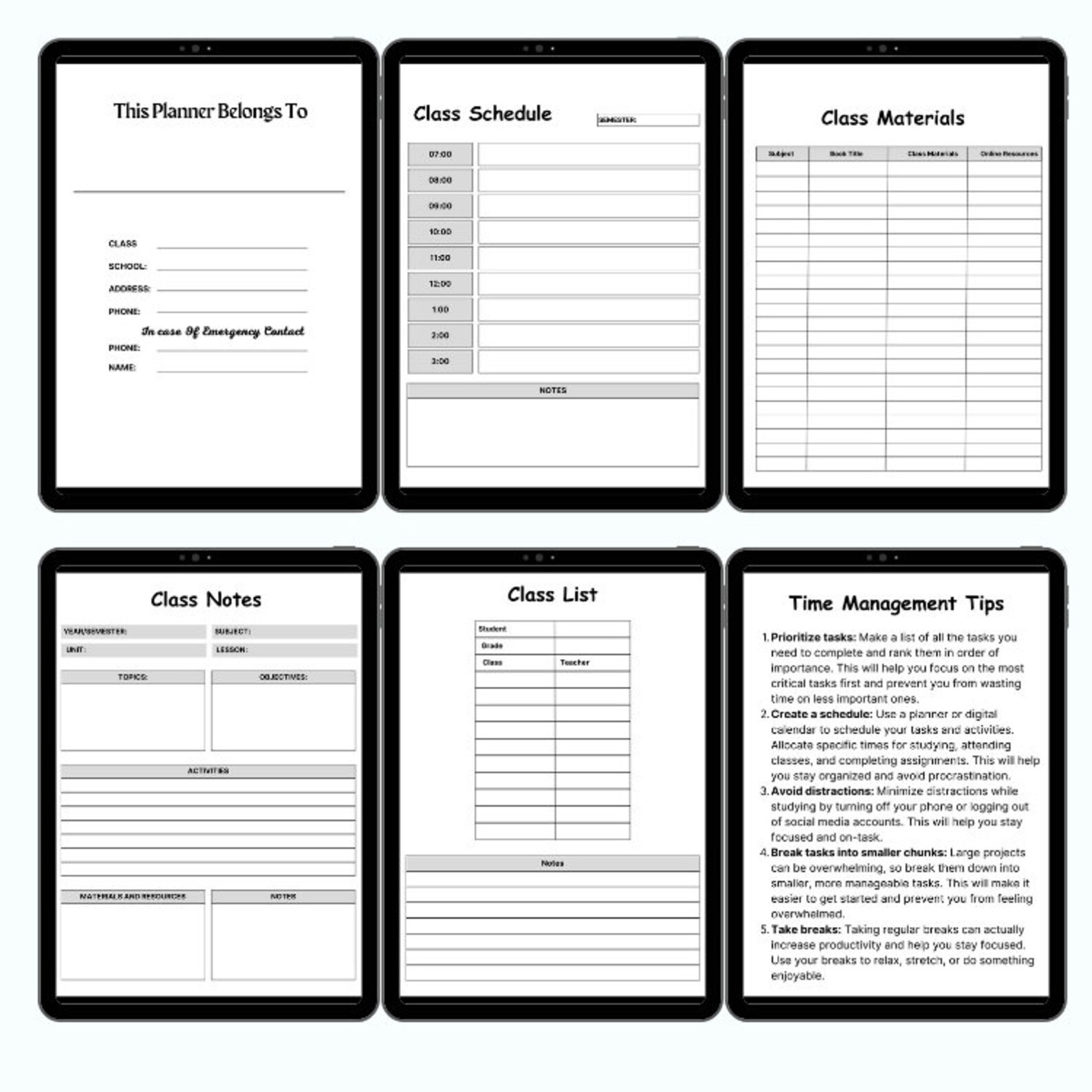 Printable Student Planner: Executive Functioning Assignment - Etsy