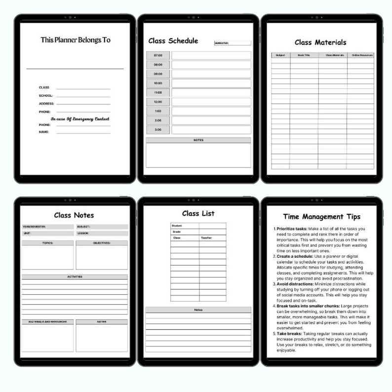 Printable Student Planner: Executive Functioning Assignment - Etsy