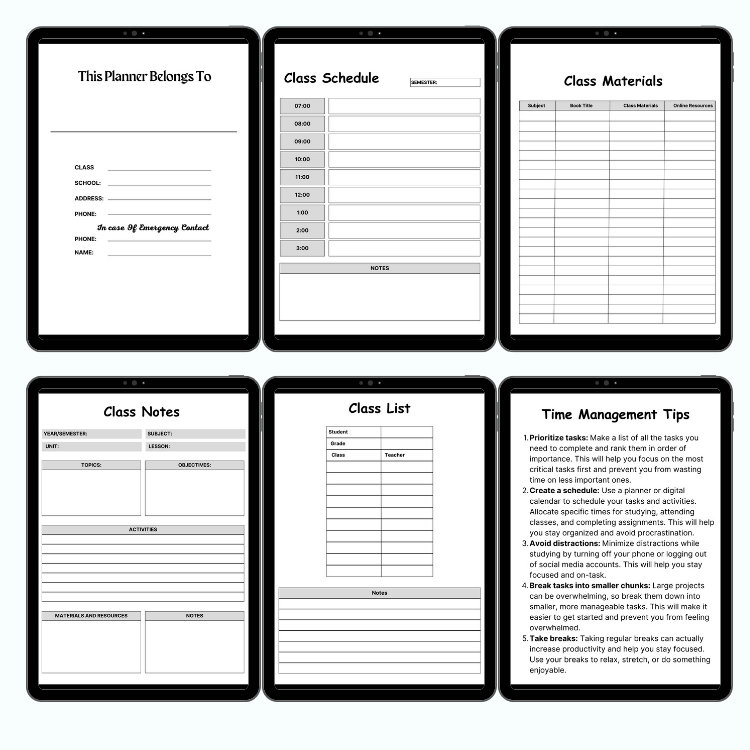 Printable Student Planner: Executive Functioning Assignment - Etsy