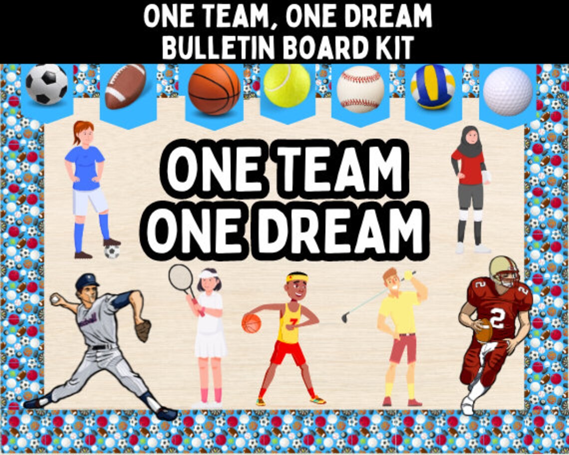 Physical Education Bulletin Board and Door Decor Kit - Sports Team ...