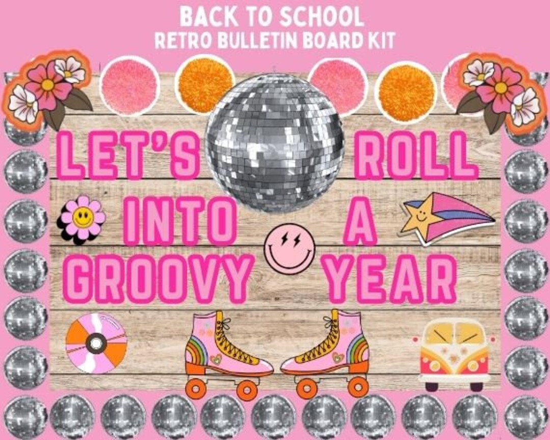 Retro Back to School Bulletin Board Kit L Disco Skater Theme L Door ...