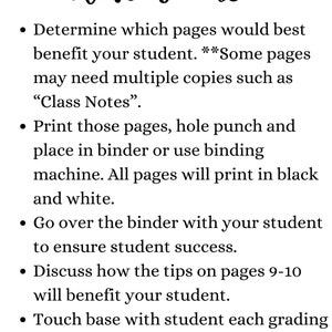 Printable Student Planner: Executive Functioning Assignment Tracker ...