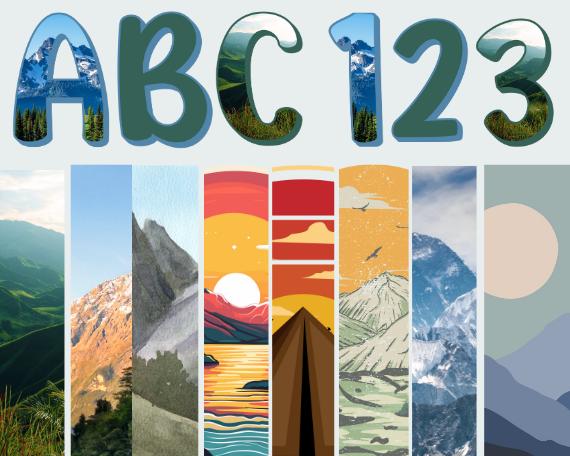 Mountain Bulletin Board Letters and Borders L Mountain Door Decor L ...