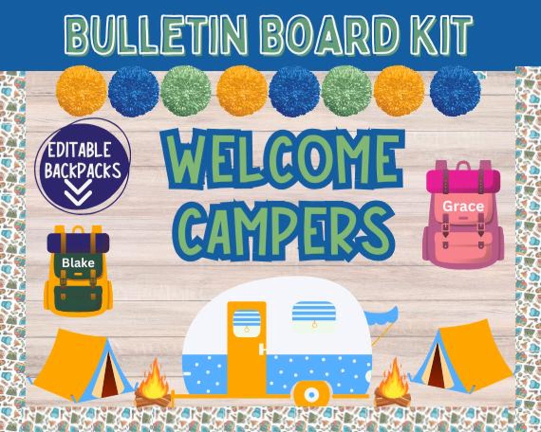 Camping Bulletin Board Kit L Camping Bulletin Board Set L Camping ...