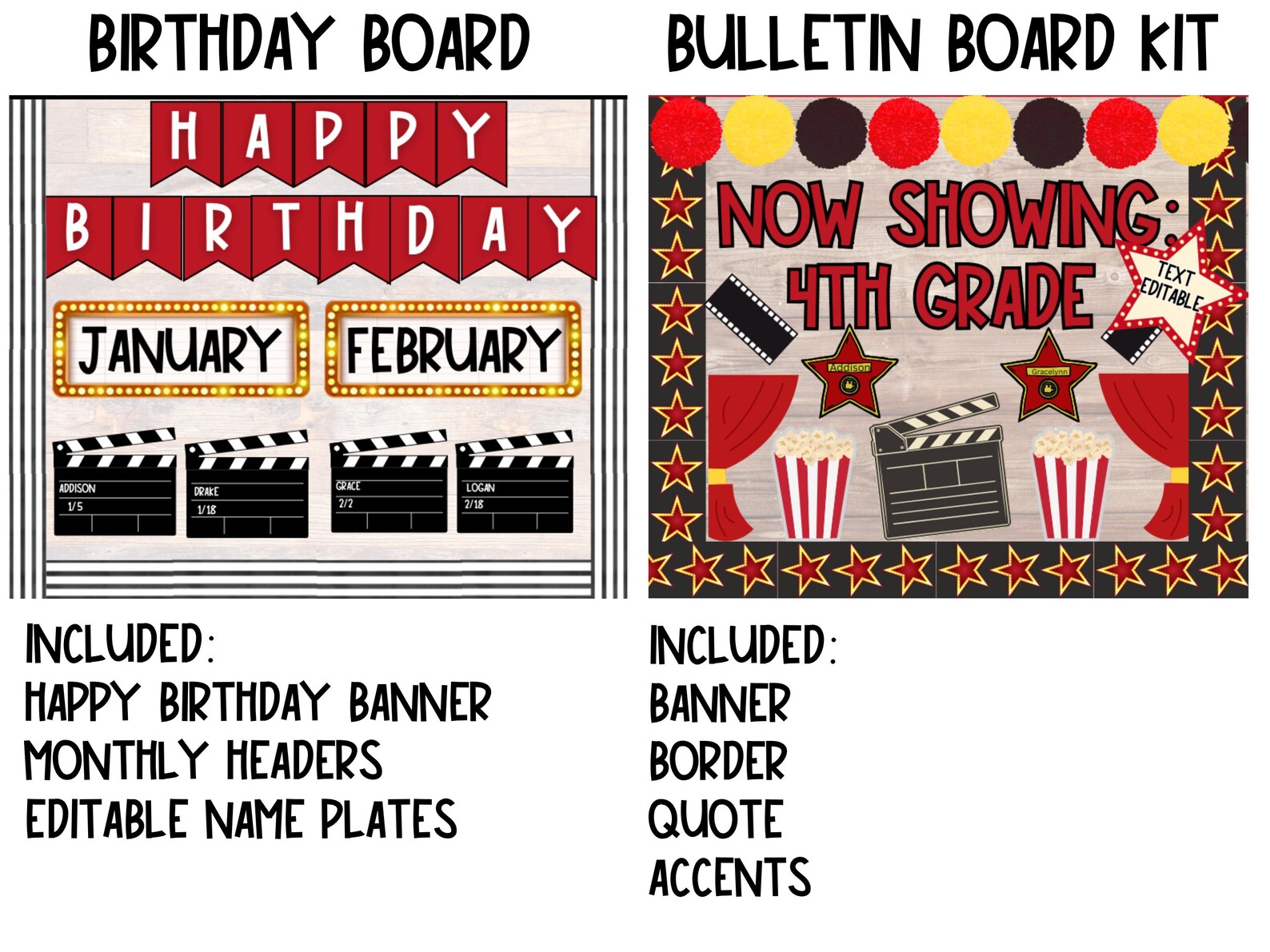 Hollywood Bulletin Board Bundle | Editable Classroom Decor | Movie ...