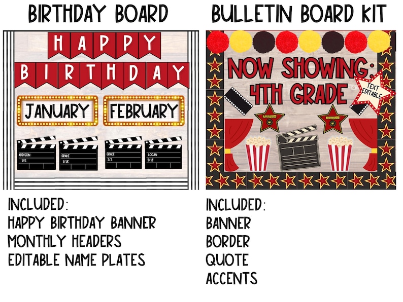 Hollywood Bulletin Board Bundle | Editable Classroom Decor | Movie ...