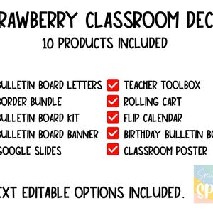 Strawberry Bulletin Board Bundle | Editable Strawberry Classroom Decor ...
