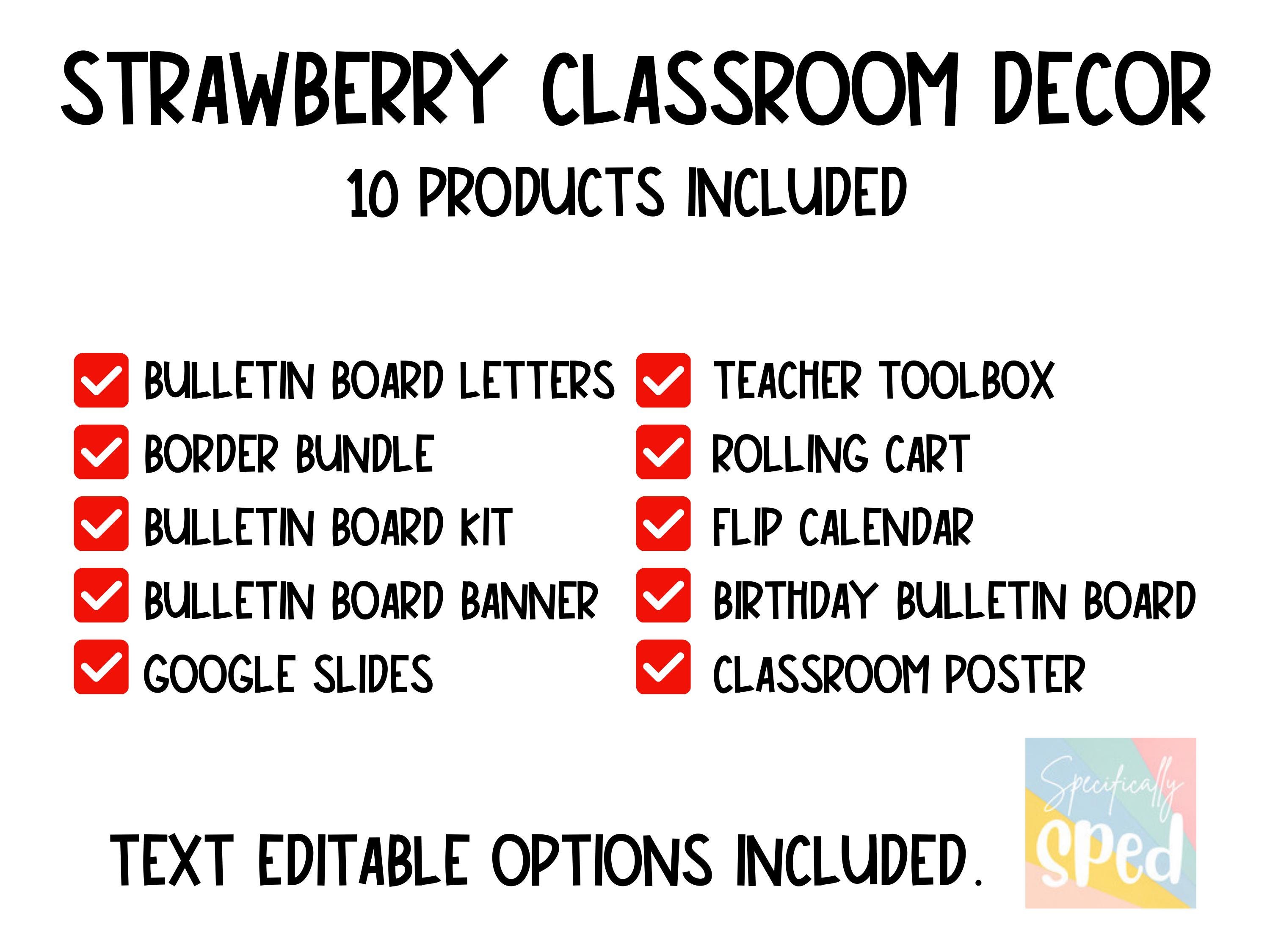 Strawberry Bulletin Board Bundle | Editable Strawberry Classroom Decor ...