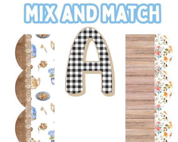 Farmhouse Bulletin Board Letters and Borders L Farmhouse Classroom Door ...