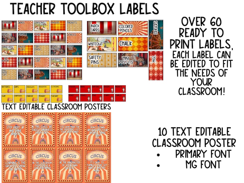 Circus Bulletin Board Bundle | Editable Classroom Decor | Big Top Theme ...
