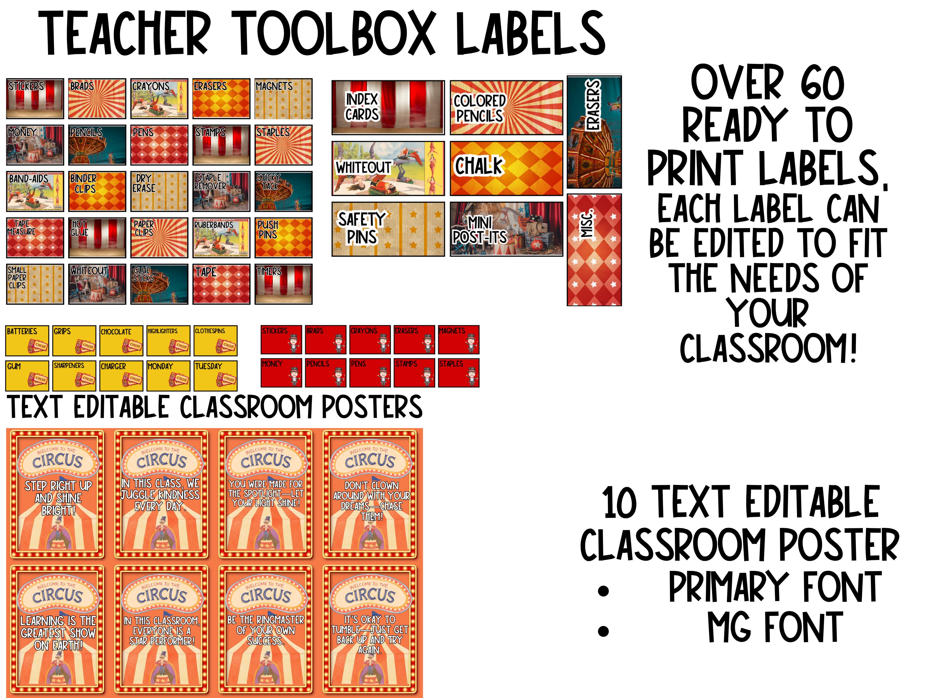 Circus Bulletin Board Bundle | Editable Classroom Decor | Big Top Theme ...