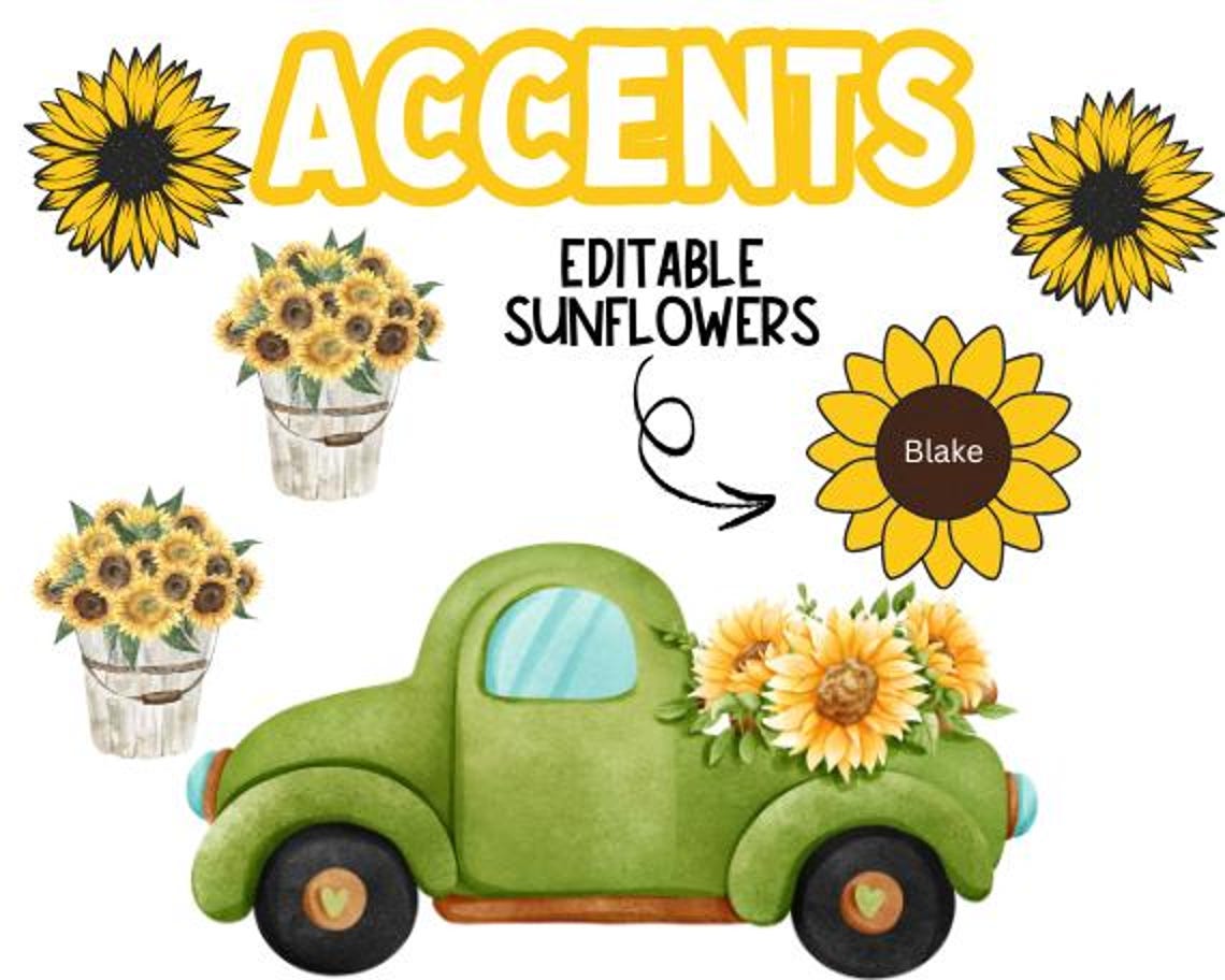 Sunflowers Bulletin Board Kit L Sunflower Bulletin Board Set L ...