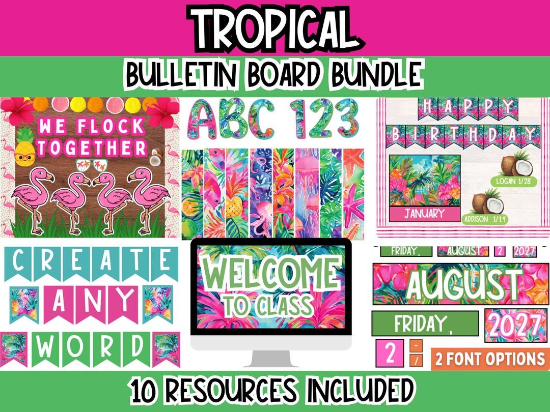 Tropical Bulletin Board Bundle | Beach Classroom Decor | Editable ...