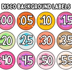Groovy Classroom Clock Numbers L Retro Clock Number Labels for ...