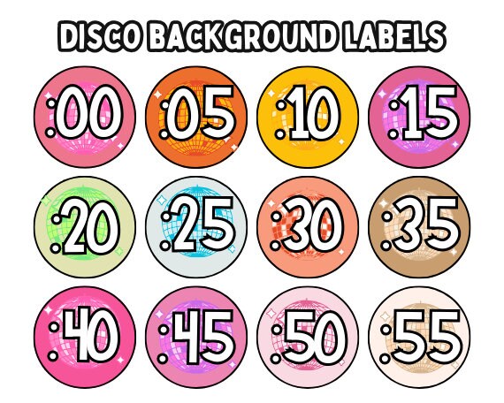Groovy Classroom Clock Numbers L Retro Clock Number Labels for ...