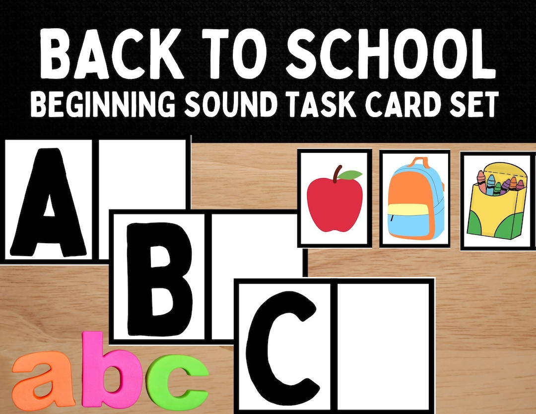 Back to School Beginning Letter Sound Task Cards L Homeschool Activity ...