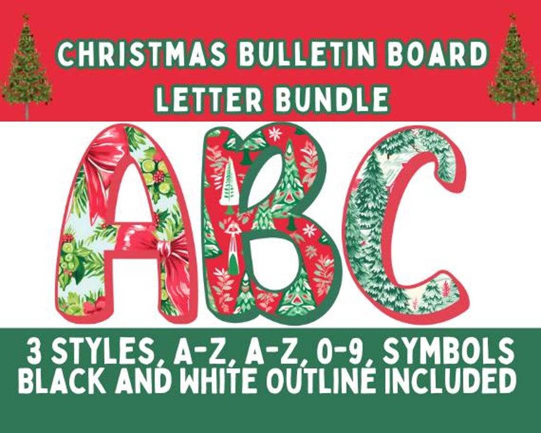 Christmas Bulletin Board Letters L Red and Green Christmas Door Decor L ...