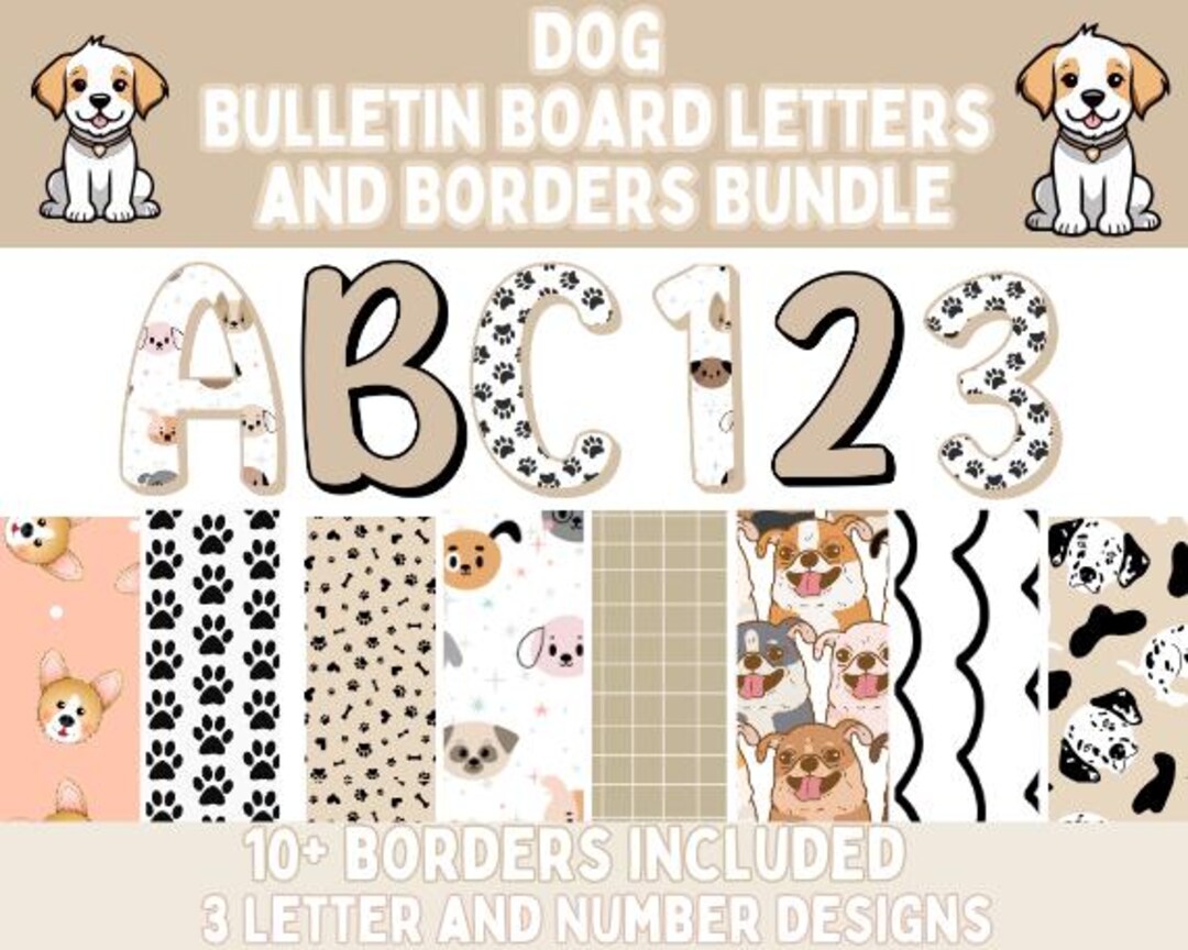 Dog Bulletin Board Letters and Borders L Dog Door Decor L Dog Class ...