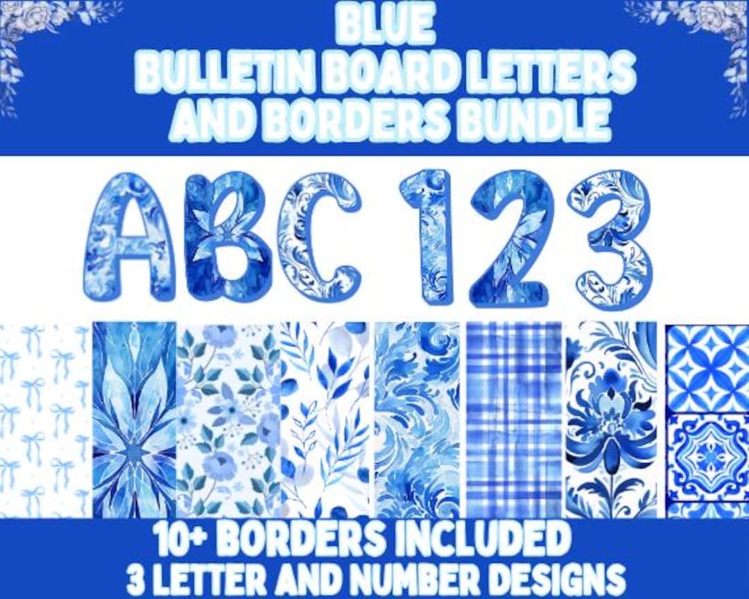 Blue Bulletin Board Letters and Borders L Blue Door Decor L Blue Class ...