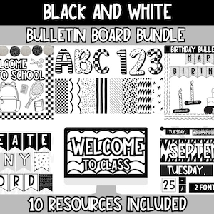 Black and White Classroom Decor Bundle | Modern Bulletin Board Letters ...