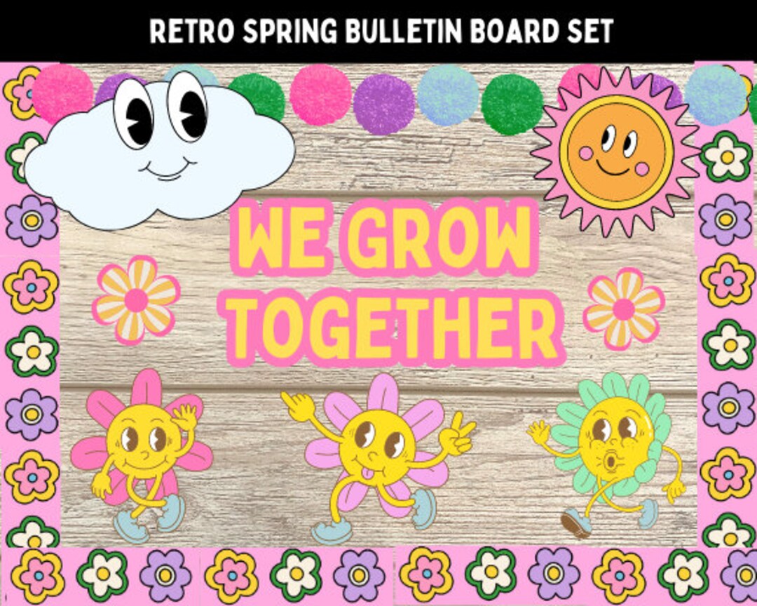 Retro Back to School Bulletin Board Kit L Groovy Class Decor L Retro ...