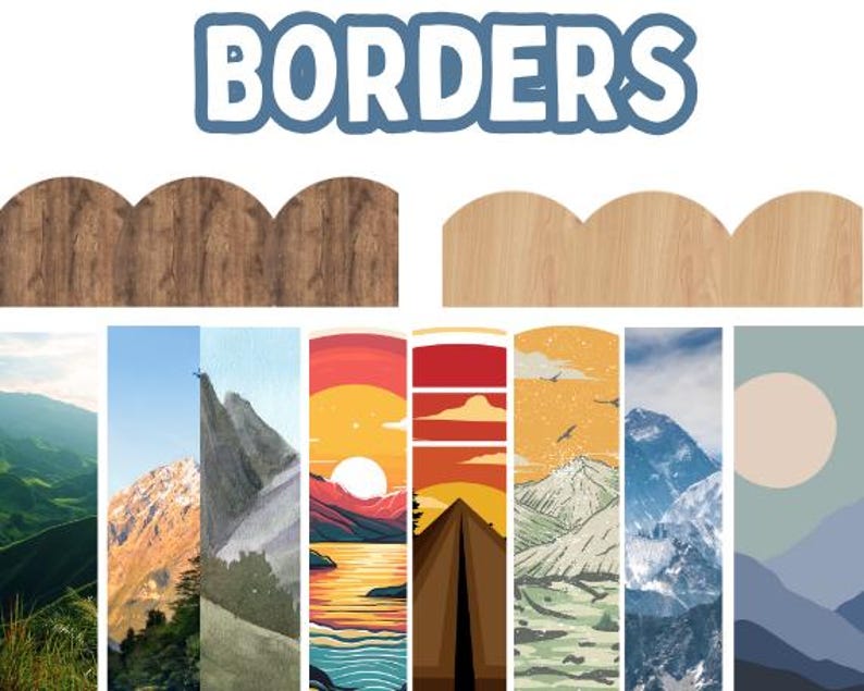 Mountain Bulletin Board Letters and Borders L Mountain Door Decor L ...