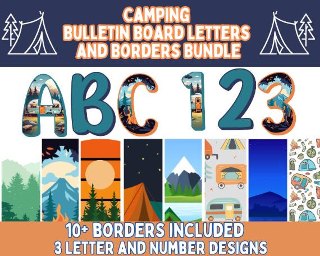 Camping Bulletin Board Letters and Borders L Camping Door Decor L ...