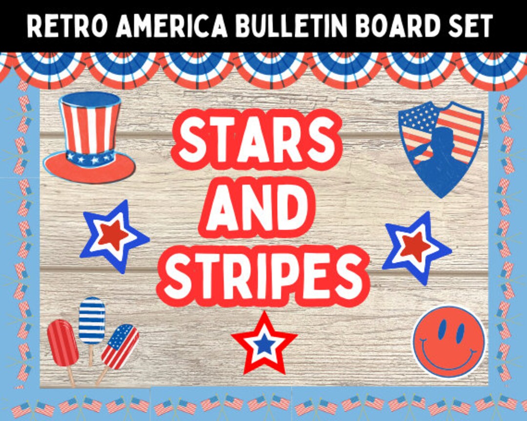 Retro Back to School American Bulletin Board Kit L Patriotic Class ...