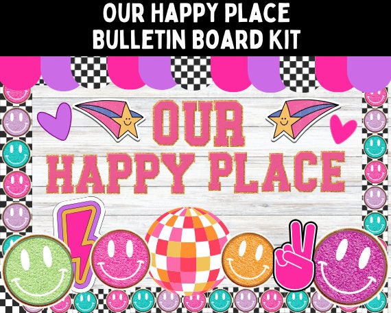 Retro Bulletin Board Kit L Smiley Face Class Door Decor L Elementary ...