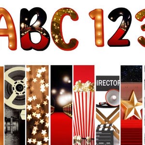 Hollywood Bulletin Board Letters and Borders L Hollywood Door Decor L ...